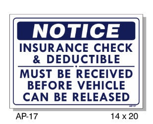 NOTICE INSURANCE CHECK SIGN, SMOGCHECKSUPPLIES.COM, 1-877-438-7761 ...