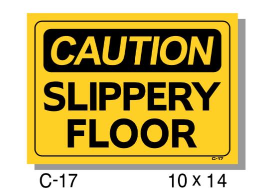CAUTION SIGN, SLIPPERY FLOOR. PLASTIC, 10" X 14" | Smogchecksupplies.com