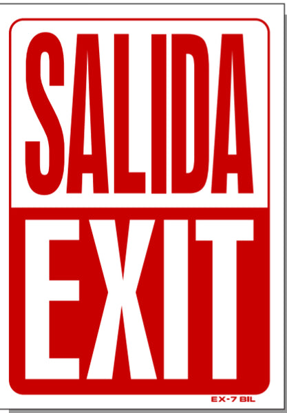 Salida/Exit Sign, EX7bil, SMOGCHECKSUPPLIES.COM | Smogchecksupplies.com
