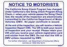 REQUIRED SIGN, NOTICE TO MOTORISTS, SMOGCHECKSUPPLIES.COM,877-438-7761 ...