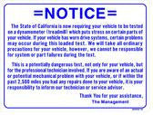 Smog Dyno Notice, Smog-10, Smogchecksupplies.com 877-438-7761 ...