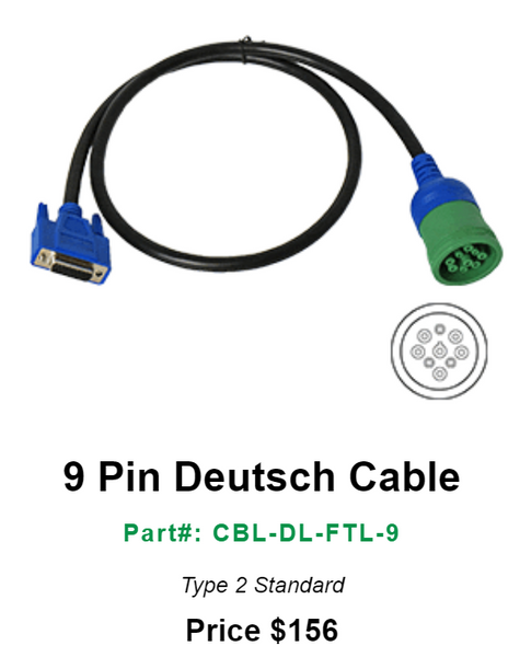 DREWLINQ 9 Pin Deutsch Cable Part#: CBL-DL-FTL-9 Type 2 Standard ...