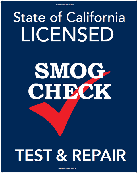 NEW SMOG BLUE B.A.R. REQUIRED TEST AND REPAIR SIGN | Smogchecksupplies.com